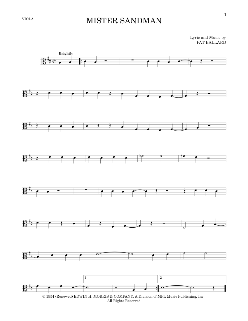 Play Official version of Mr. Sandman sheet music by The Chordettes for ...