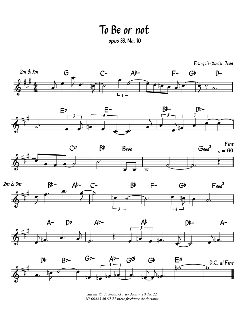 (opus 88, No.10) To be or not Sheet music for Saxophone alto (Solo ...