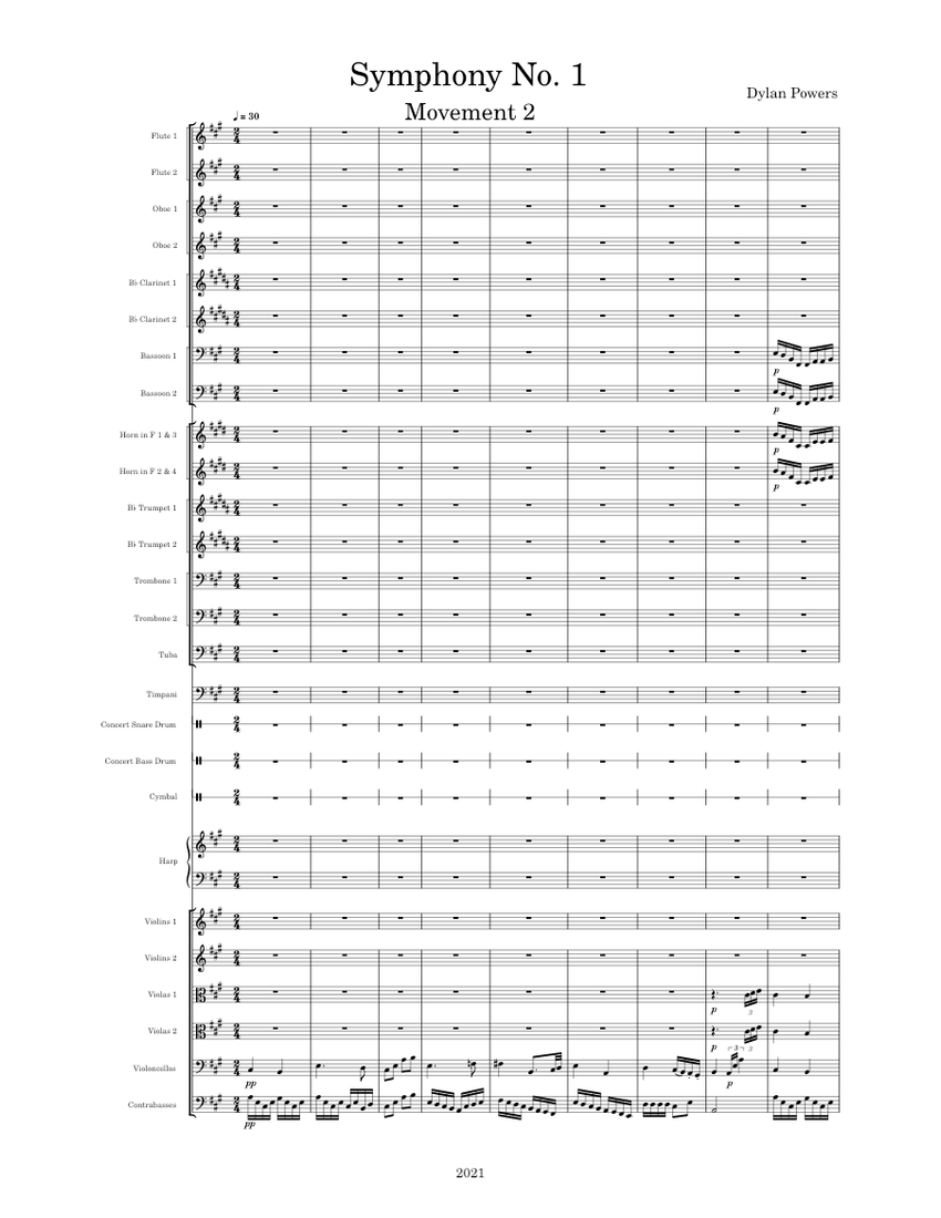 Symphony No. 1 Movement 2 Sheet music for Trombone, Tuba, Flute, Oboe & more instruments ...