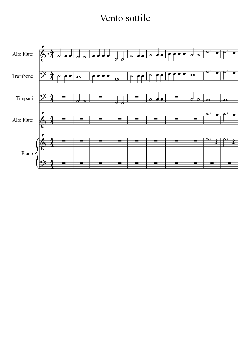 Vento sottile Sheet Music for Piano, Trombone, Timpani (Mixed Trio ...
