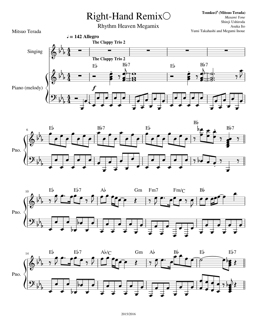 Right-Hand Remix (piano only) Sheet music for Piano, Vocals, Marimba ...