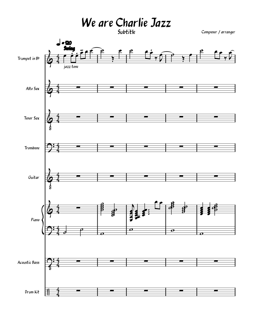 We are Charlie Kirk Jazz– Spalexma Sheet Music for Piano, Trombone ...