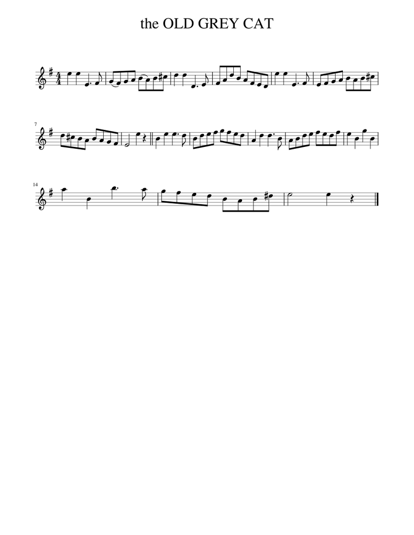 the OLD GREY CAT Sheet music for Piano (Solo) Easy | Musescore.com