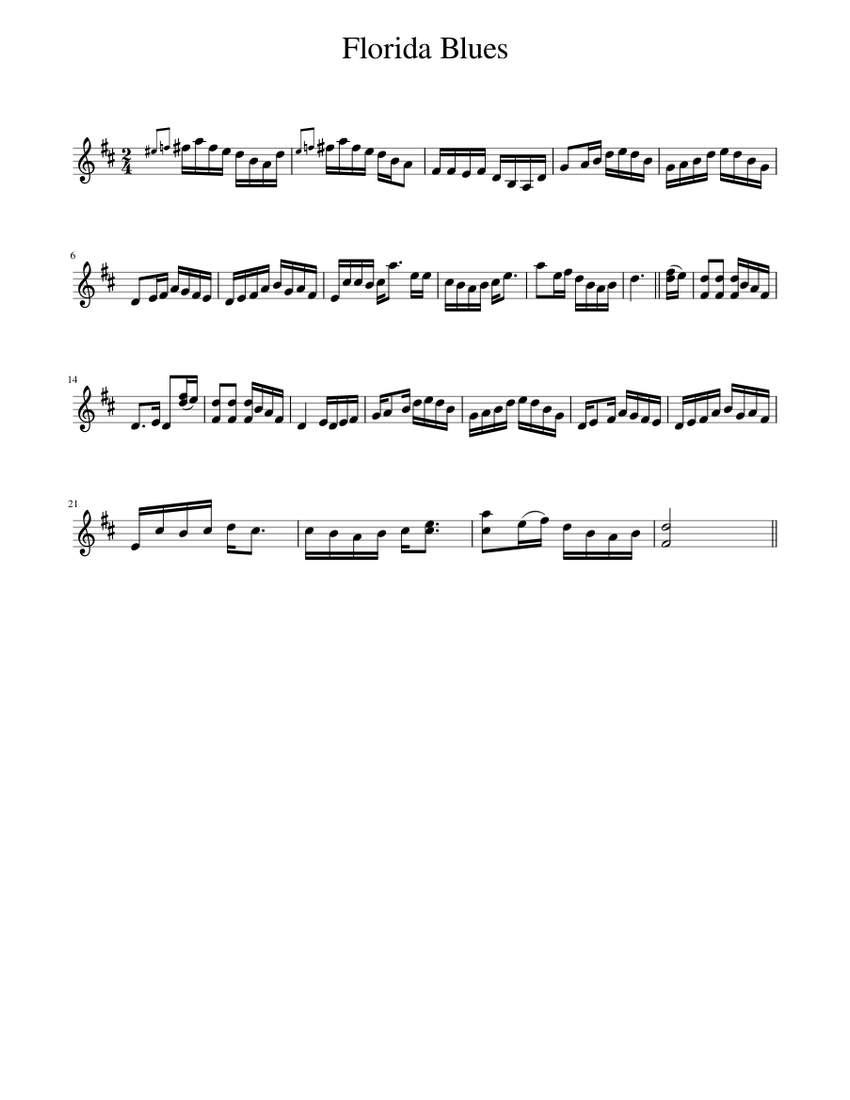 Florida Blues Sheet music for Piano (Solo) Easy | Musescore.com