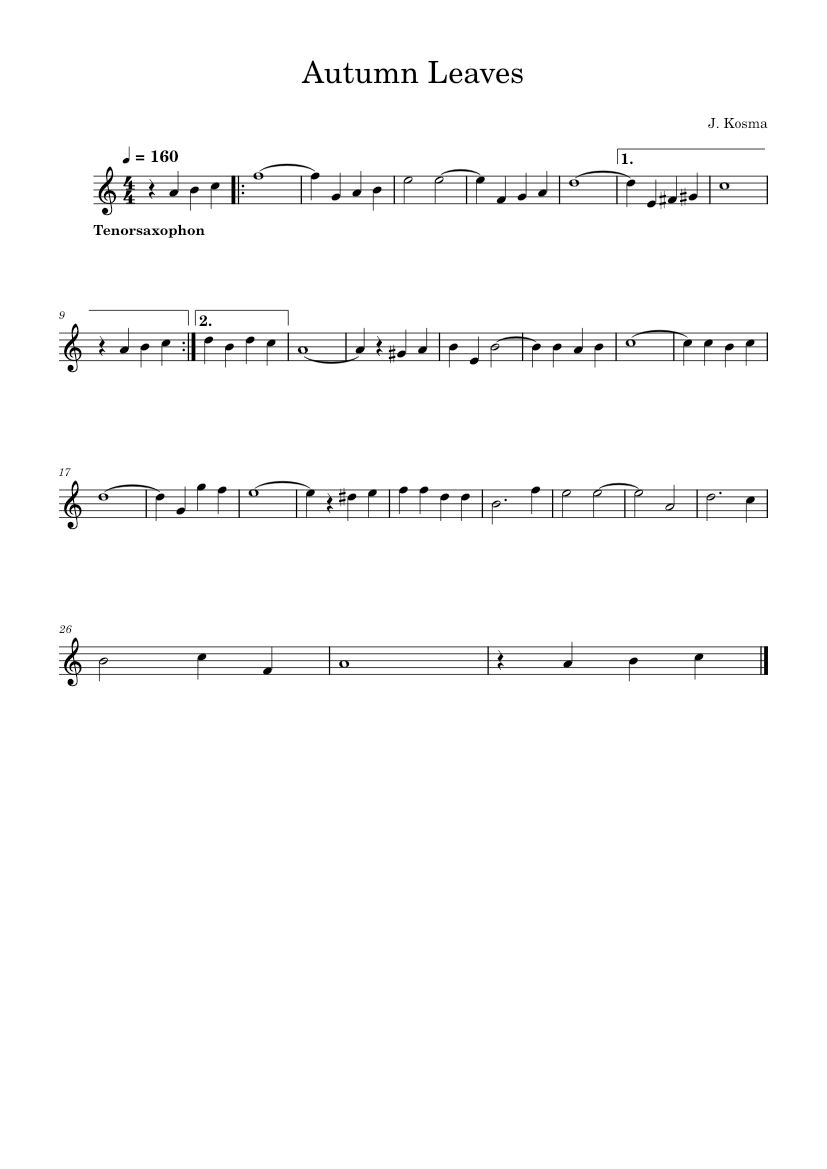 Autumn leaves – Joseph Kosma Autumn Leaves in G- Sheet music for ...