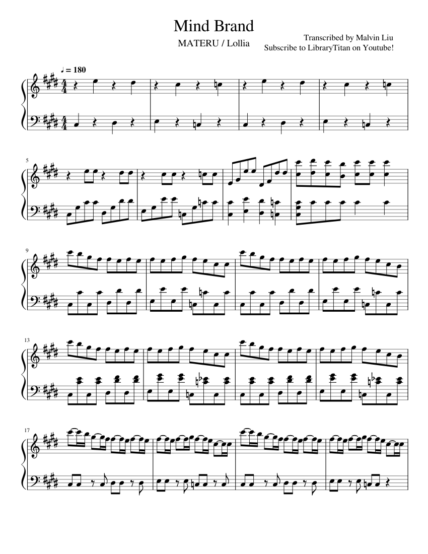 Mind_Brand Sheet music for Piano (Solo) | Musescore.com