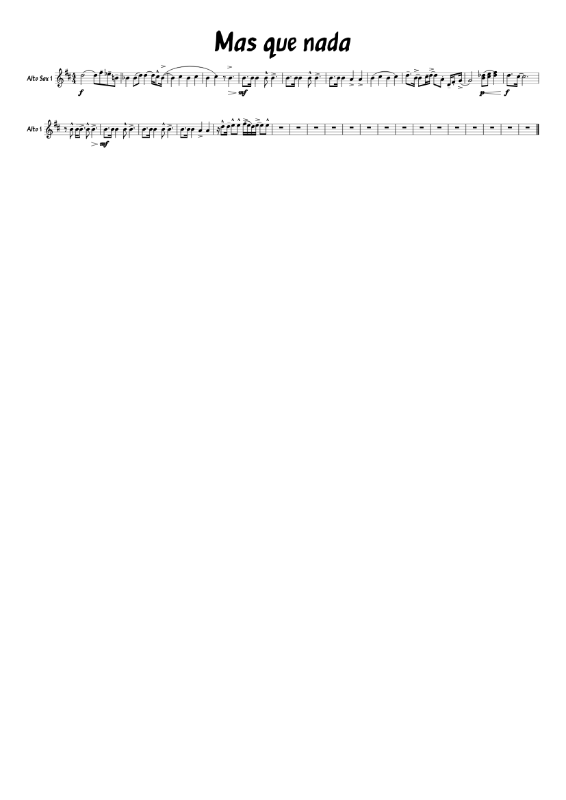 Mas que nada Sheet music for Piano, Trombone, Saxophone alto, Saxophone ...