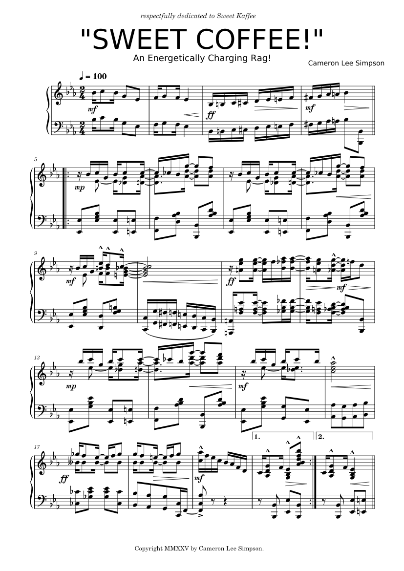 Sweet Coffee Sheet Music for Piano (Solo) | MuseScore.com