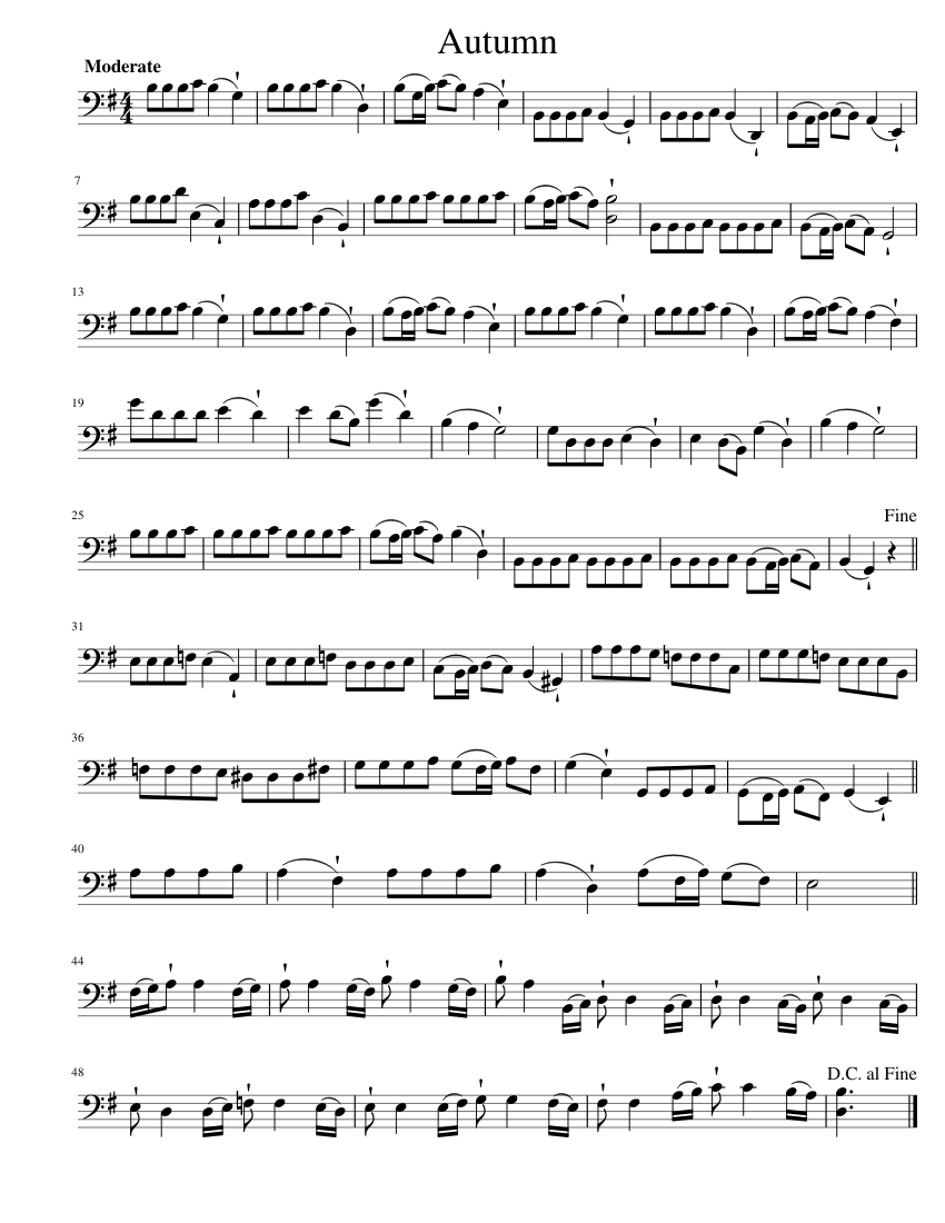 Autumn Sheet music for Cello (Solo) | Musescore.com