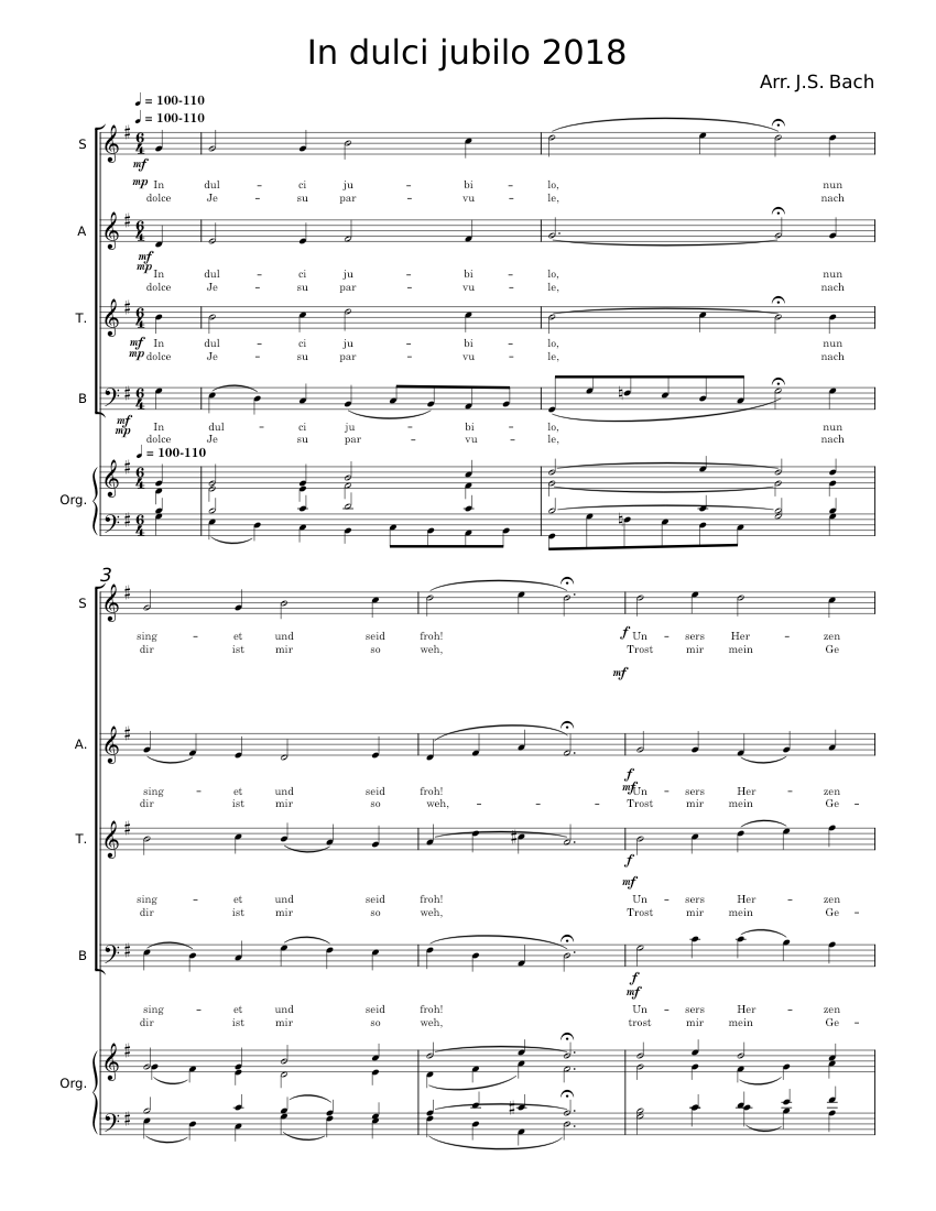 In dulci jubilo, BWV 368 - Johann Sebastian Bach Sheet music for Organ ...