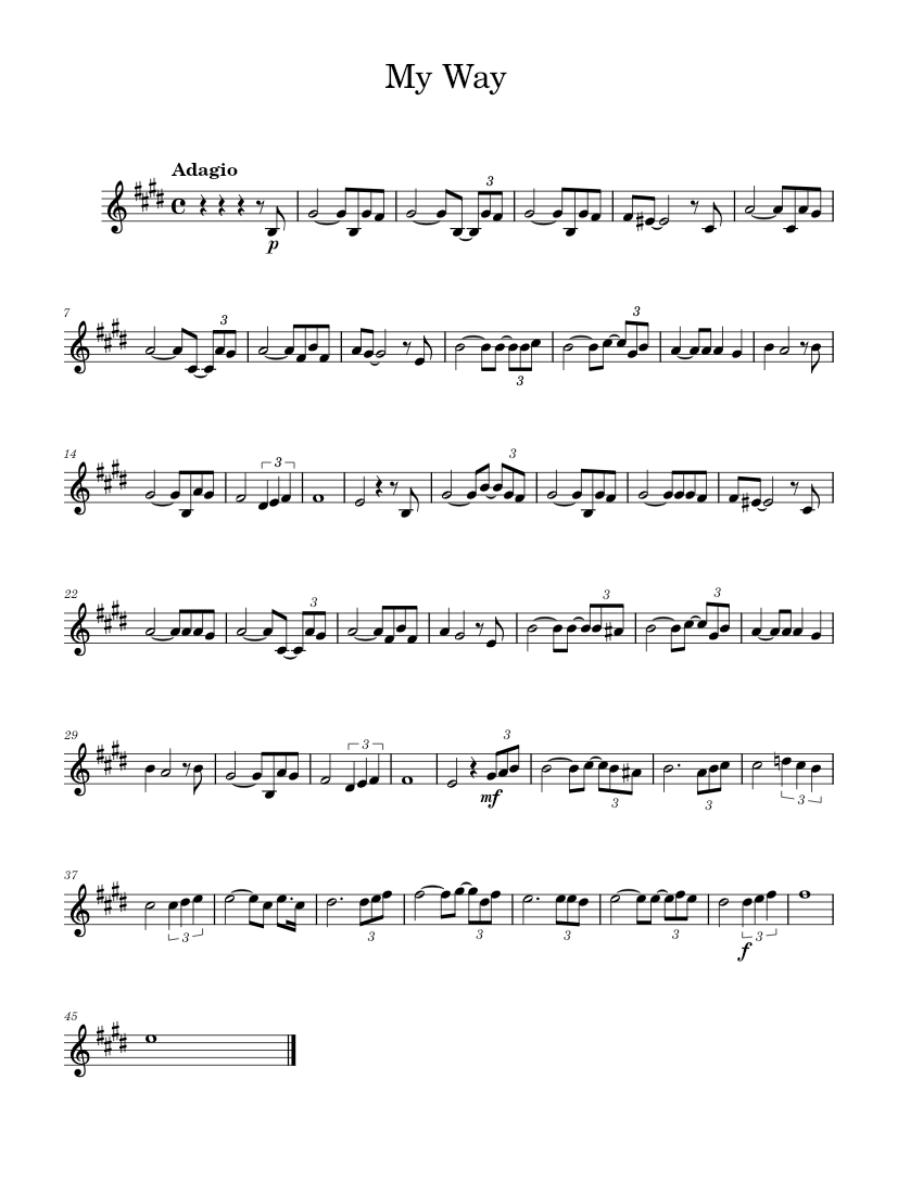 My way – Frank Sinatra Sheet Music for Trumpet in b-flat (Solo ...