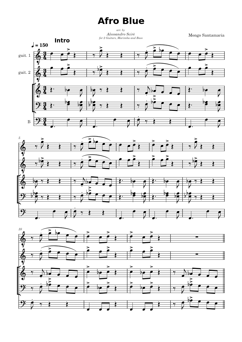 Afro blue – Mongo Santamaria (arr. by Alessandro Scirè) Sheet music for ...