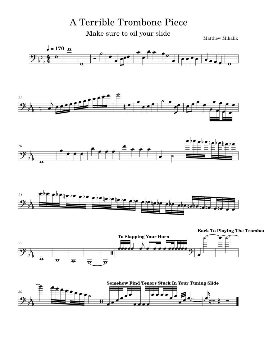 First and Terrible Trombone Piece Sheet music for Trombone (Solo ...