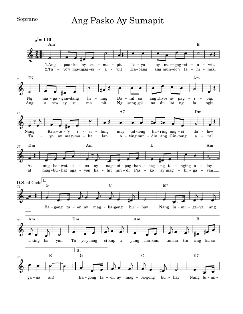 Ang Pasko Ay Sumapit-Soprano Sheet music for Soprano (Solo) | Musescore.com