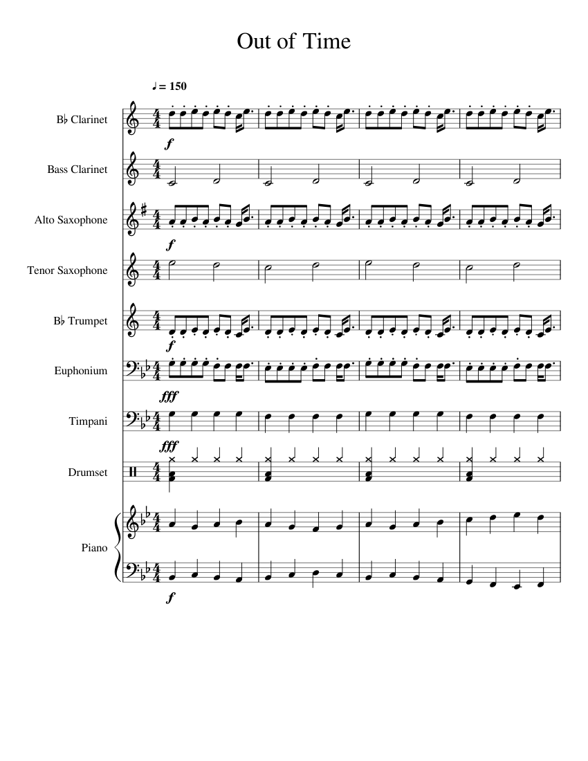 Out of Time Sheet music for Piano, Euphonium, Clarinet in b-flat ...