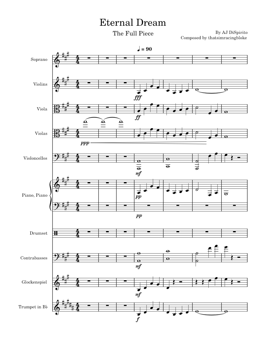 Eternal Dream – AJ DiSpirito Murder Drones- Full Piece Sheet Music for Piano, Glockenspiel ...