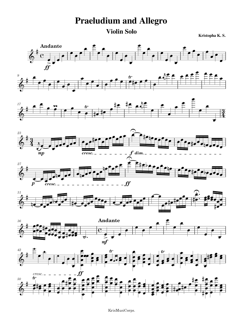 Praeludium_and_Allegro 2 Sheet music for Violin (Solo) | Musescore.com