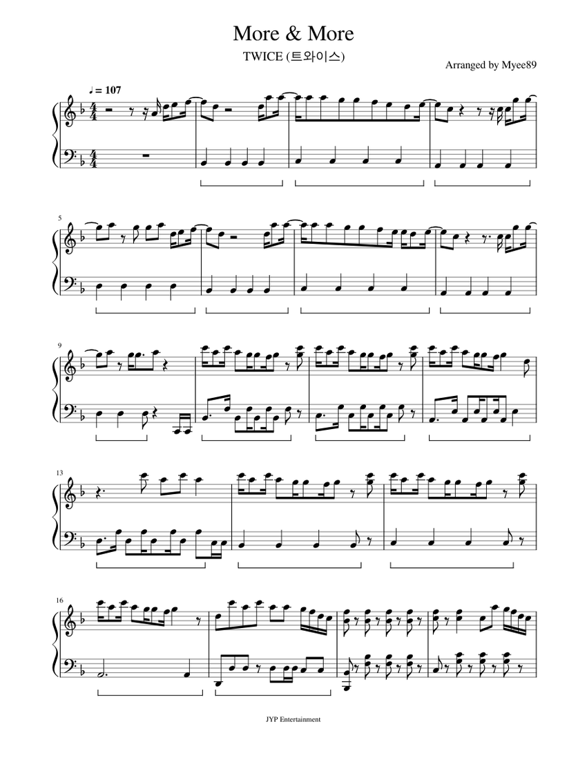 TWICE (트와이스) - More & More Sheet music for Piano (Solo) | Musescore.com