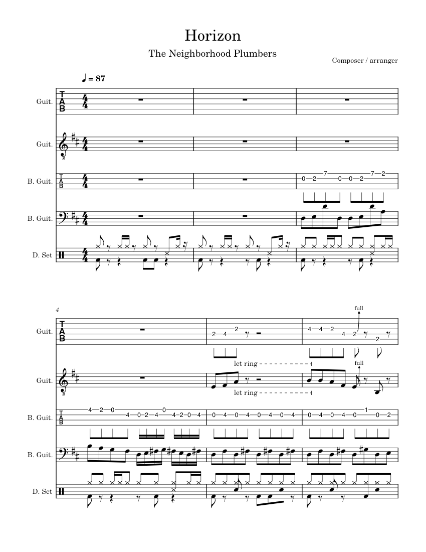Horizon Sheet music for Guitar, Bass guitar, Drum group (Mixed Quintet ...