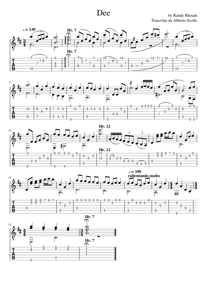 Dee Sheet Music for Guitar (Solo) | MuseScore.com