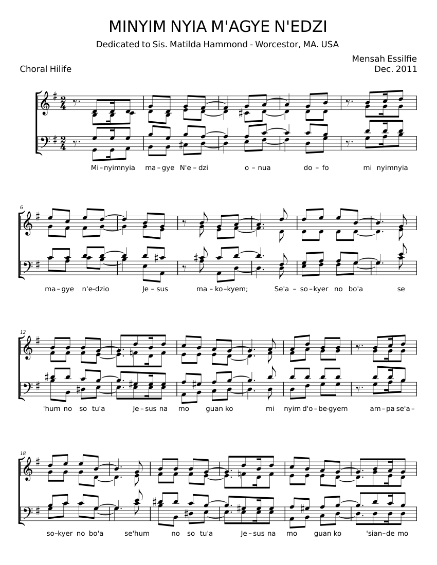 Minyim Nyia M'agye N'edzi - Mensah Essilfie Sheet music for Synthesizer (Solo) | Musescore.com