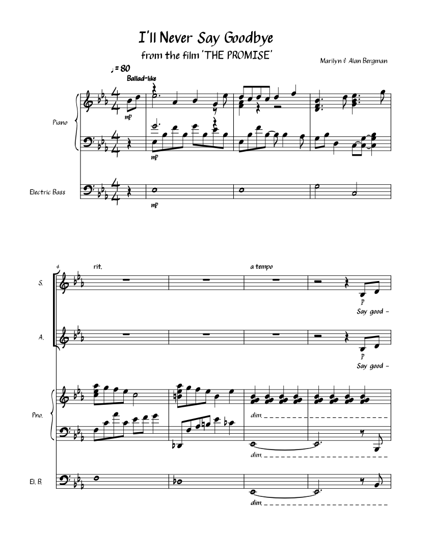 The Promise (I'll Never Say Goodbye) – Alan Bergman, Richard Walters ...
