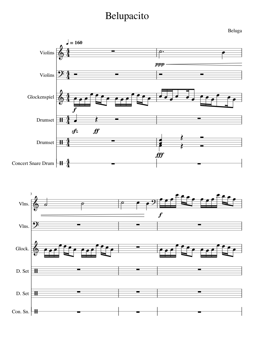 Belupacito – Beluga – Beluga Belupacito – Beluga Sheet Music for ...
