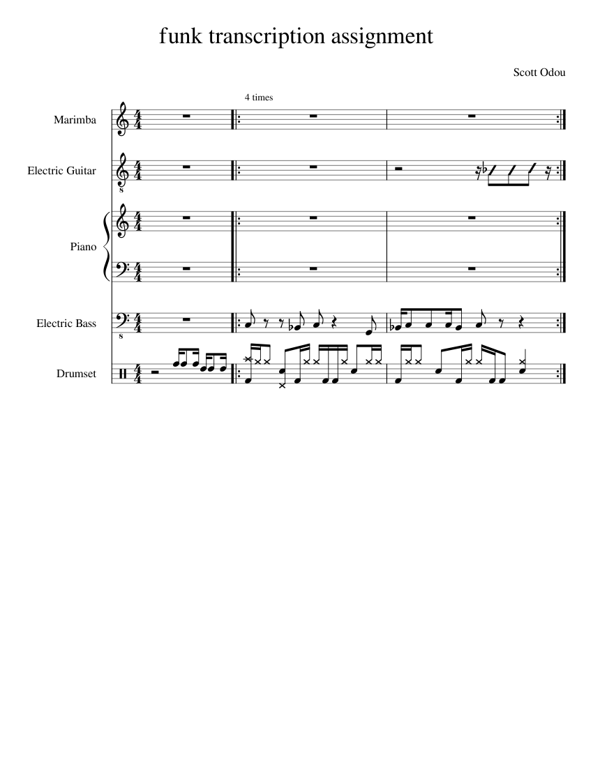 funk transcription assignment Sheet music for Piano, Guitar, Bass ...
