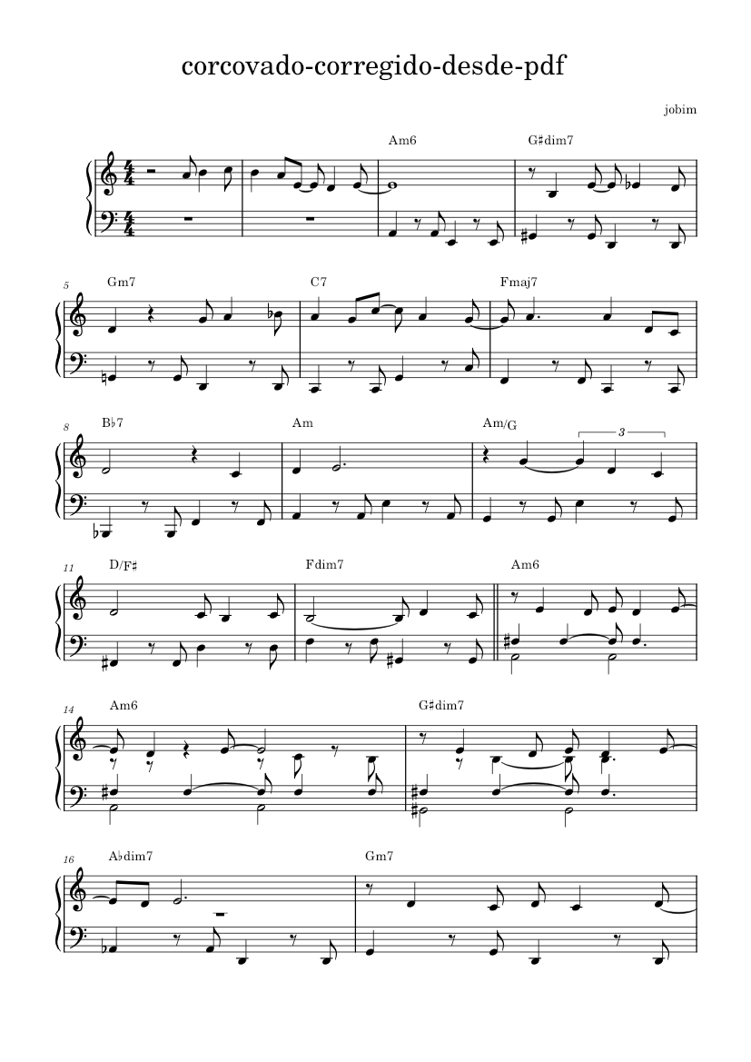 Corcovado – Antônio Carlos Jobim Sheet Music with Chords for Piano ...