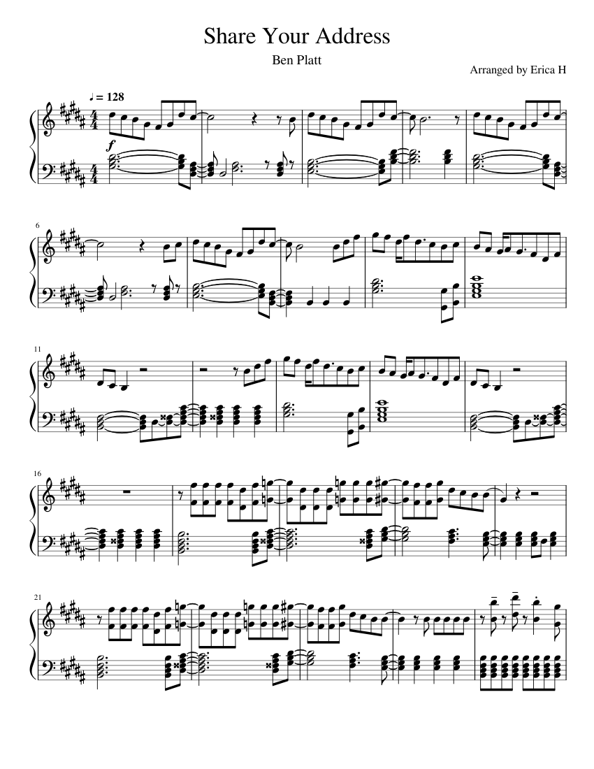 Share Your Address - Ben Platt Sheet music for Piano (Solo) | Musescore.com
