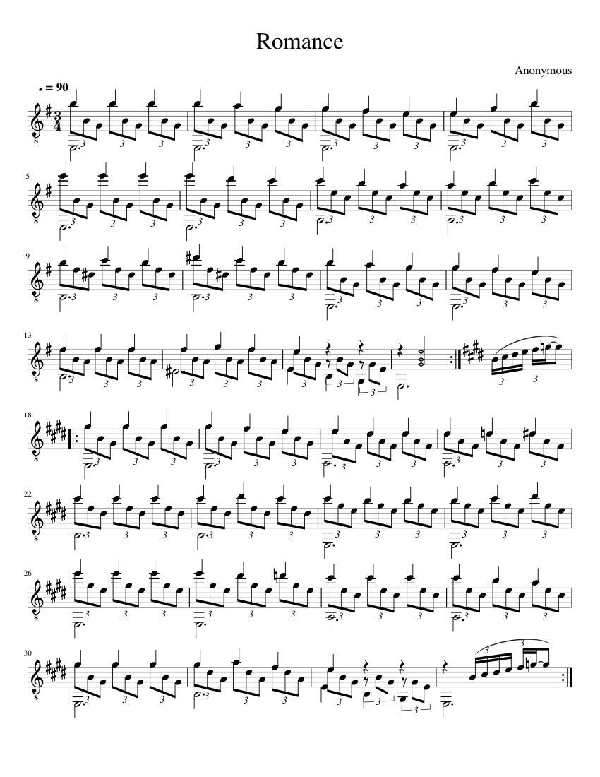 Romance Sheet music for Guitar (Solo) | Musescore.com