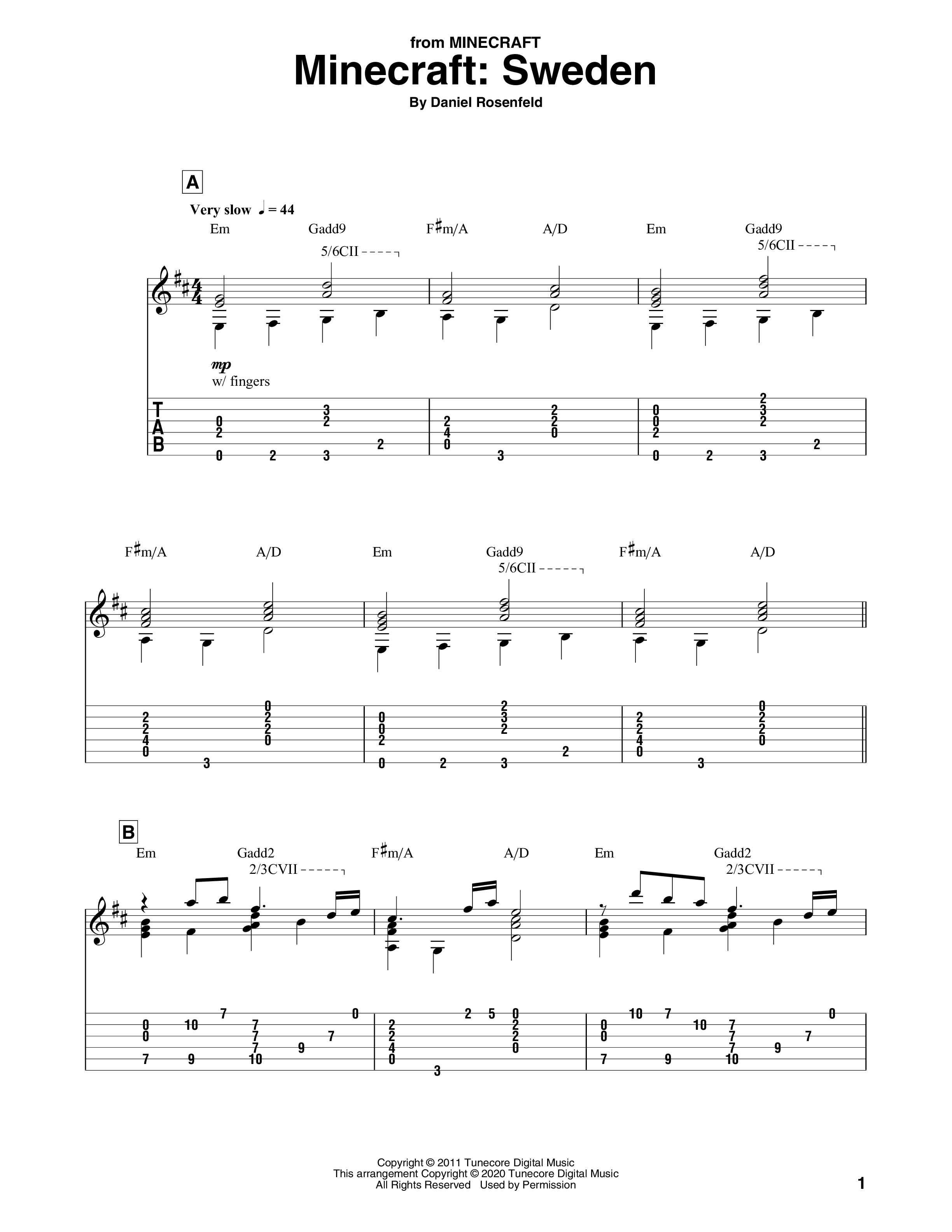 Play Official version of Sweden Sheet Music by C418 for Guitar ...