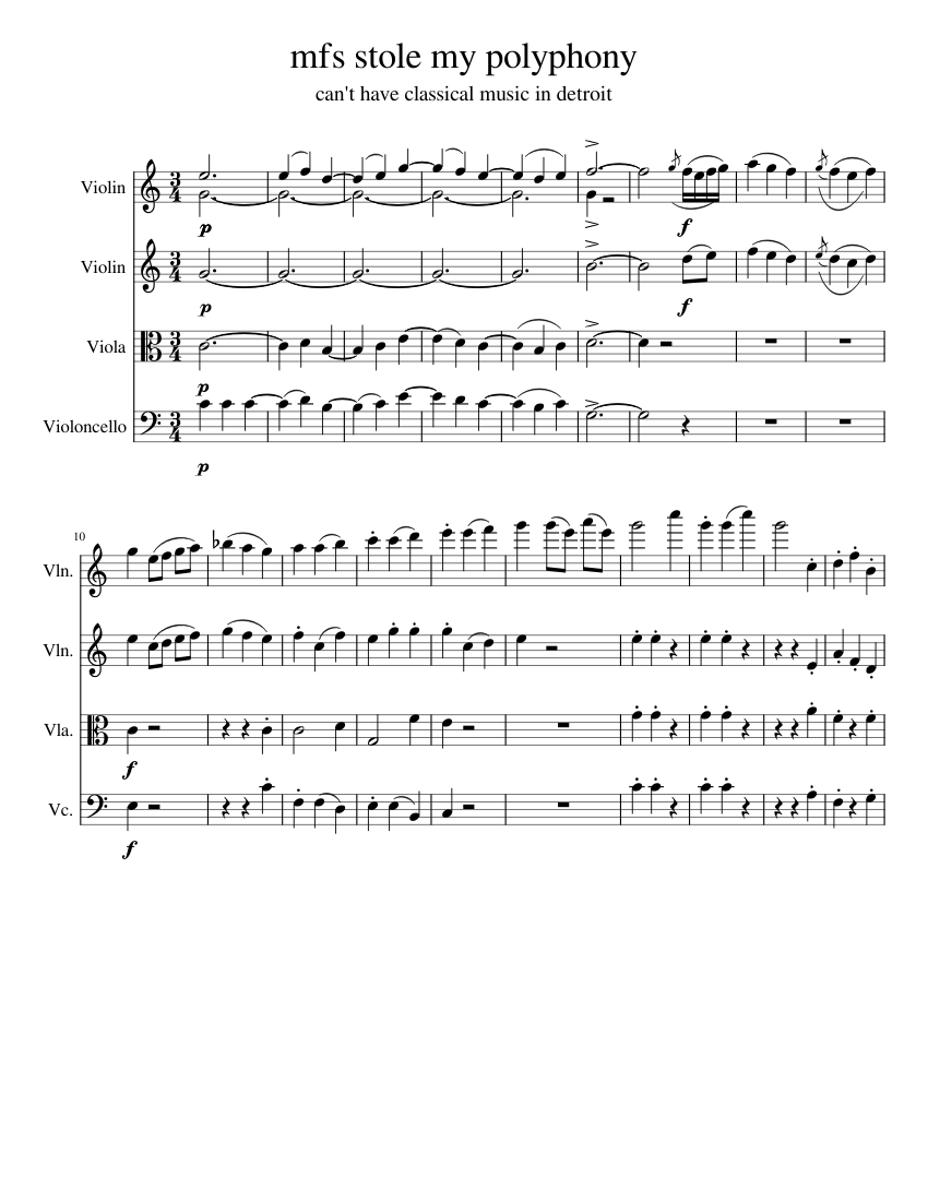 mfs stole my polyphony Sheet music for Violin, Viola, Cello (String ...