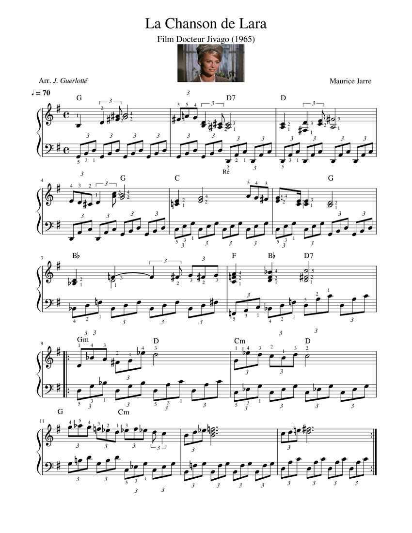 La Chanson de Lara Sheet music for Piano (Solo) Easy | Musescore.com