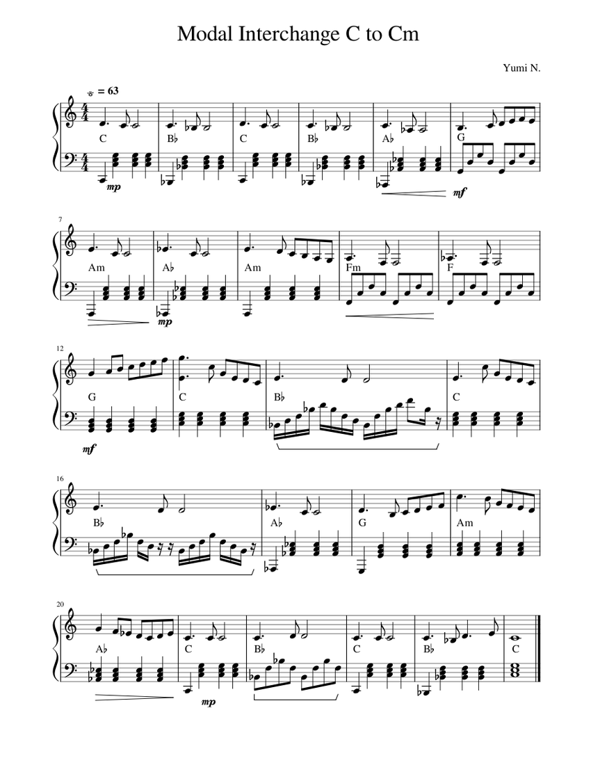 Composition using Modal interchange Sheet music for Piano (Solo ...