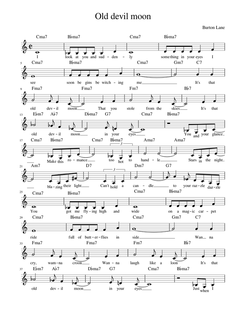 Old devil moon Sheet music for Piano (Solo) | Musescore.com