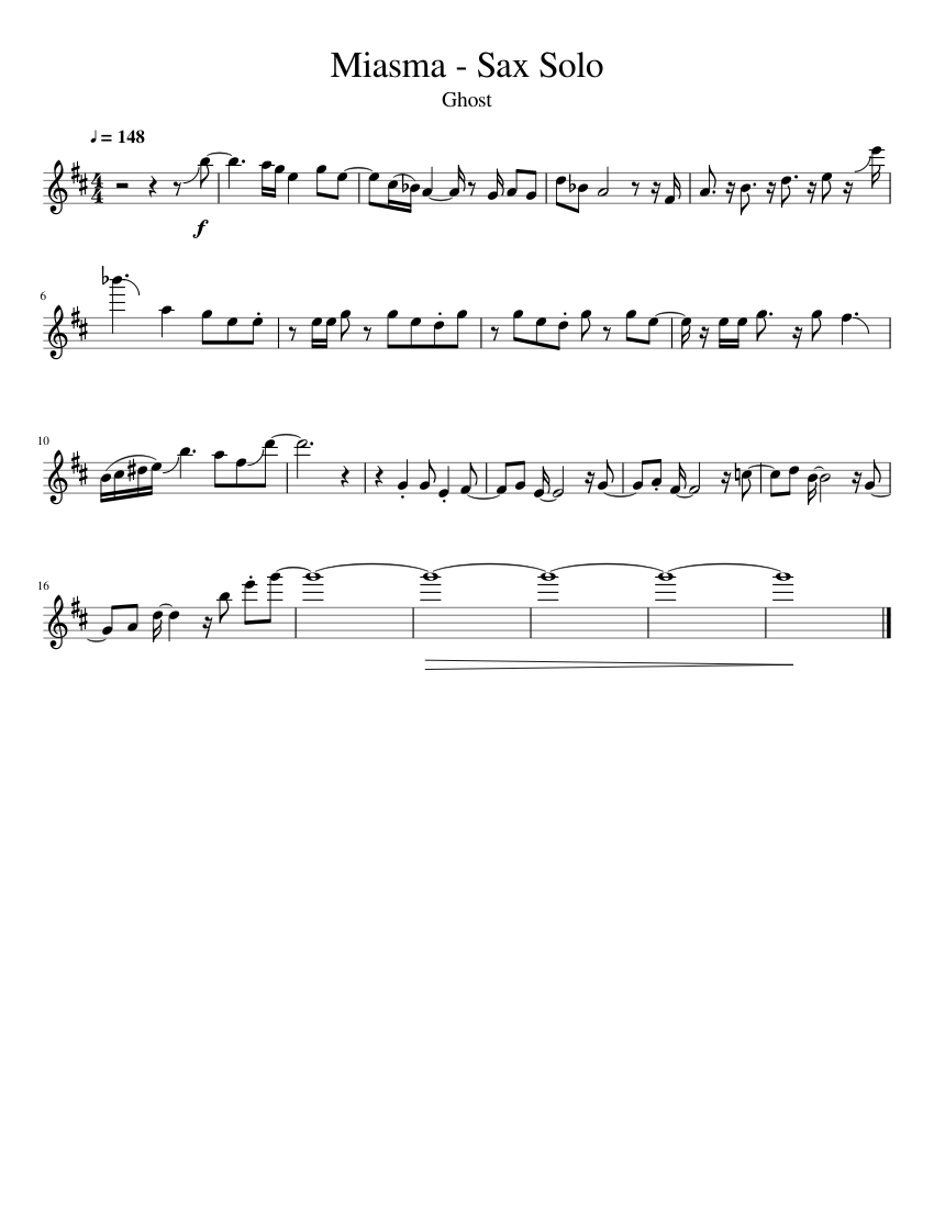 Ghost: Miasma (Alto Sax Solo) Sheet music for Saxophone alto (Solo ...