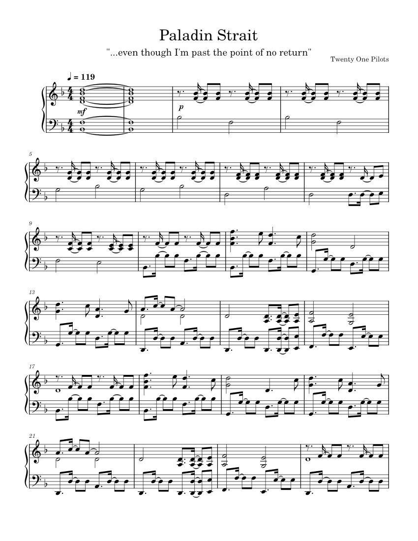 Paladin Strait Sheet Music for Piano (Solo) | MuseScore.com