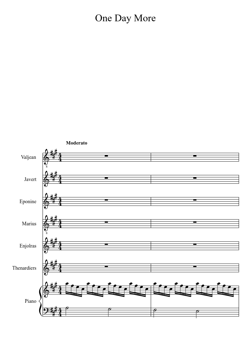 One Day More Sheet Music for Piano (Solo) | MuseScore.com