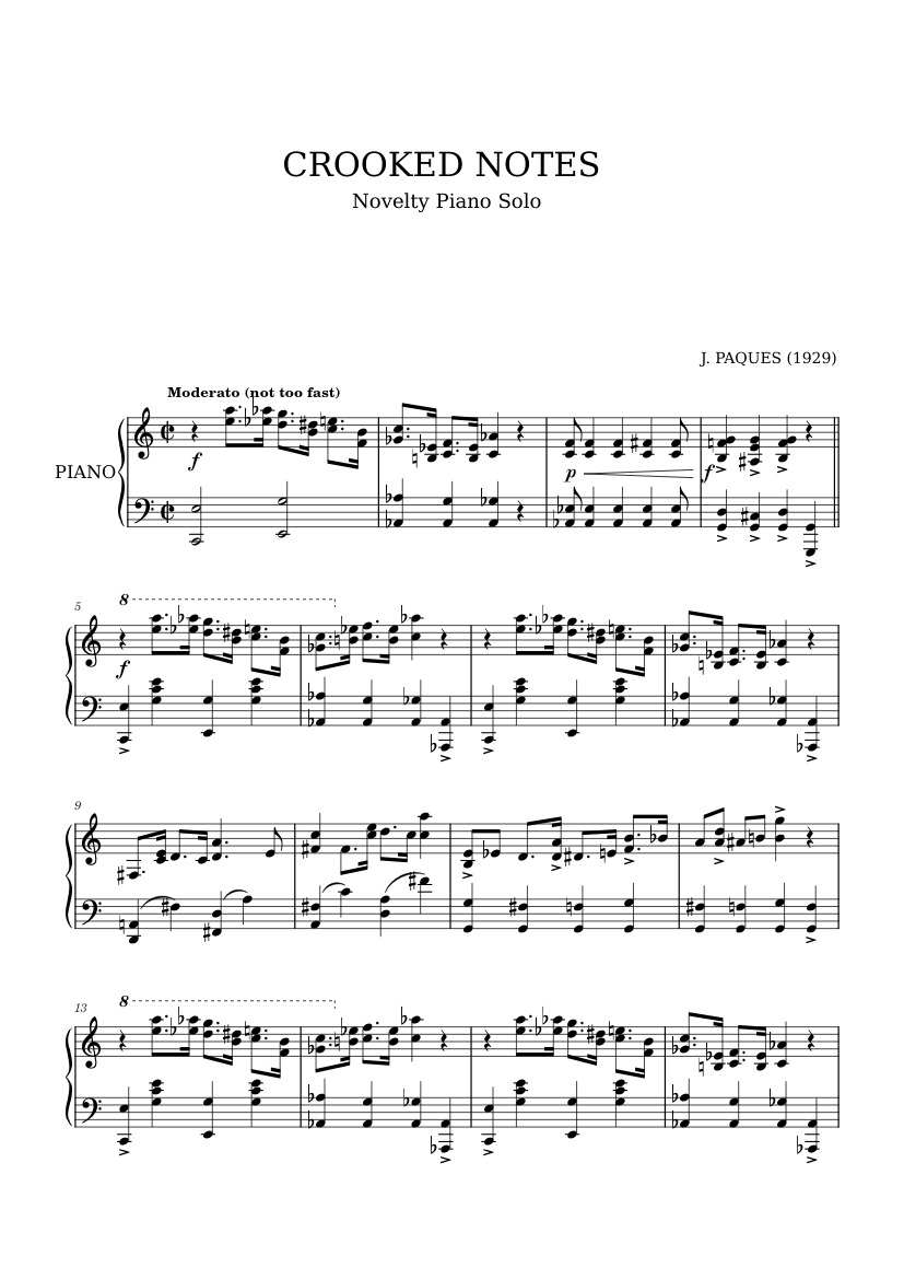 Crooked Notes by J. Paques (1929) Sheet music for Piano (Solo ...