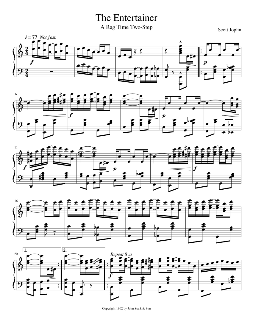 Scott Joplin - The Entertainer Sheet Music for Piano (Solo) | MuseScore.com