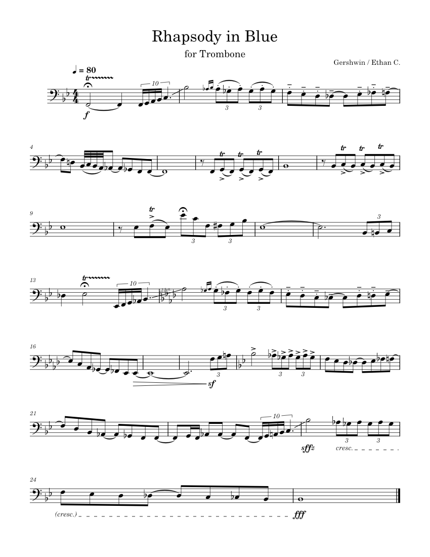 Rhapsody in Blue – George Gershwin Rhapsody in Blue for solo Trombone ...
