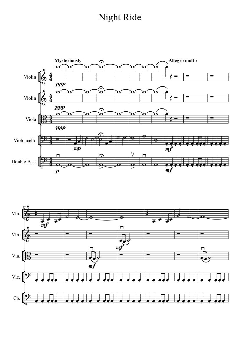 Night Ride Sheet music for Violin, Viola (Mixed Trio) | Musescore.com