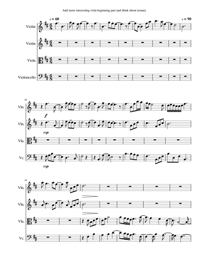 New free Sheet music for Violin, Viola, Cello (String Quartet ...