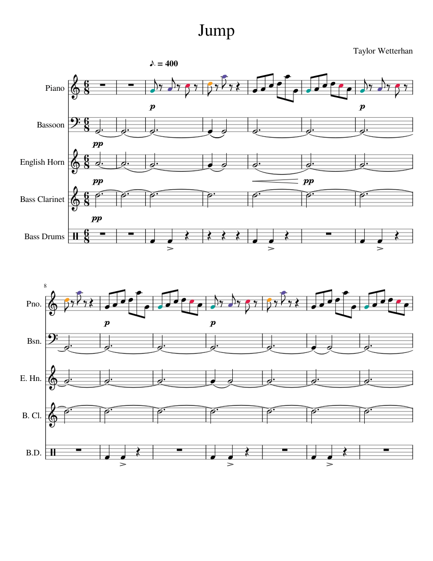 Jump Sheet music for Piano, Oboe, Clarinet bass, Bassoon & more ...