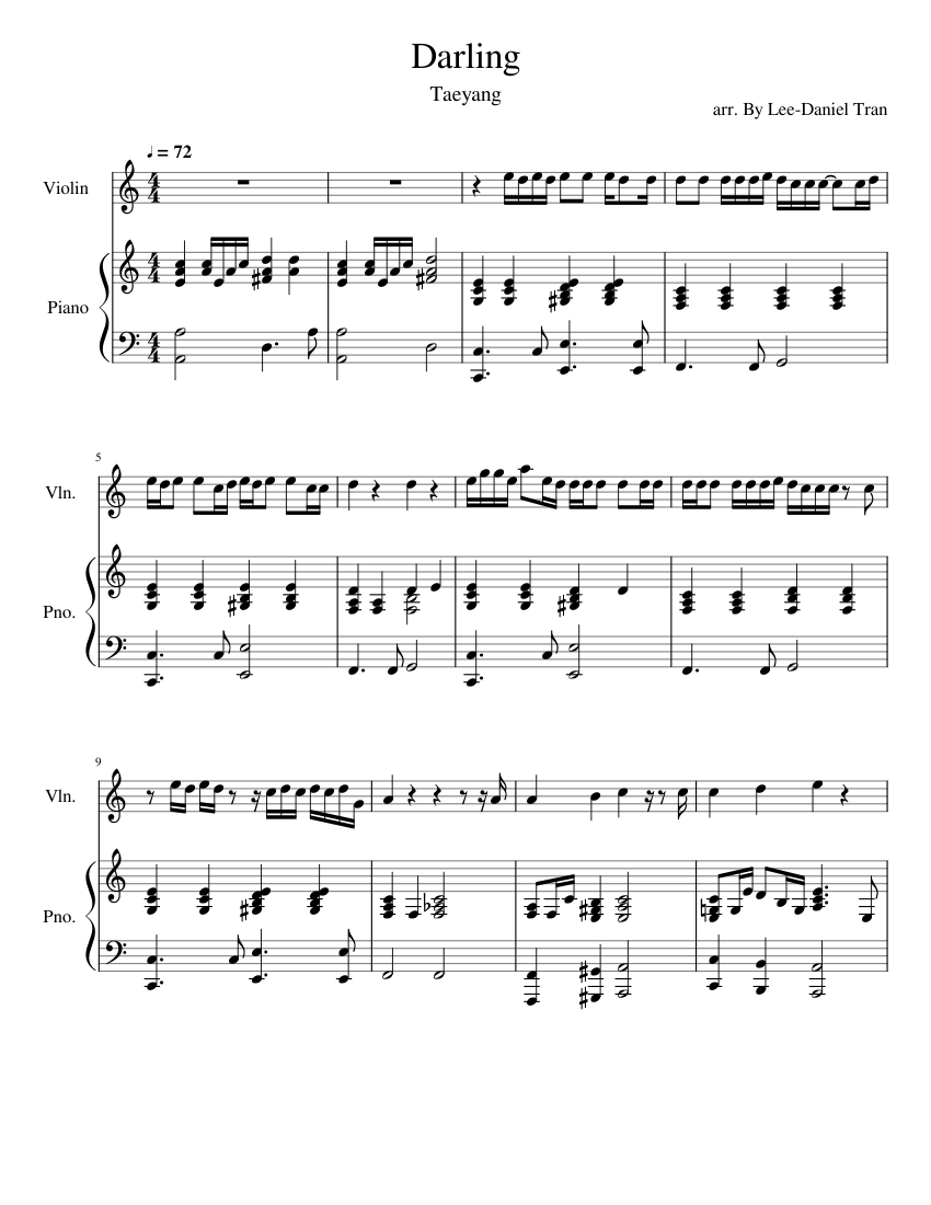 Darling by Taeyang for Violin and Piano accompaniment Sheet music for ...