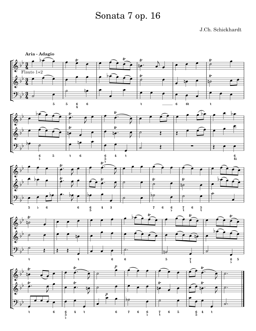 Sonata 7 Sheet music for Harpsichord, Flute (Mixed Trio) | Musescore.com