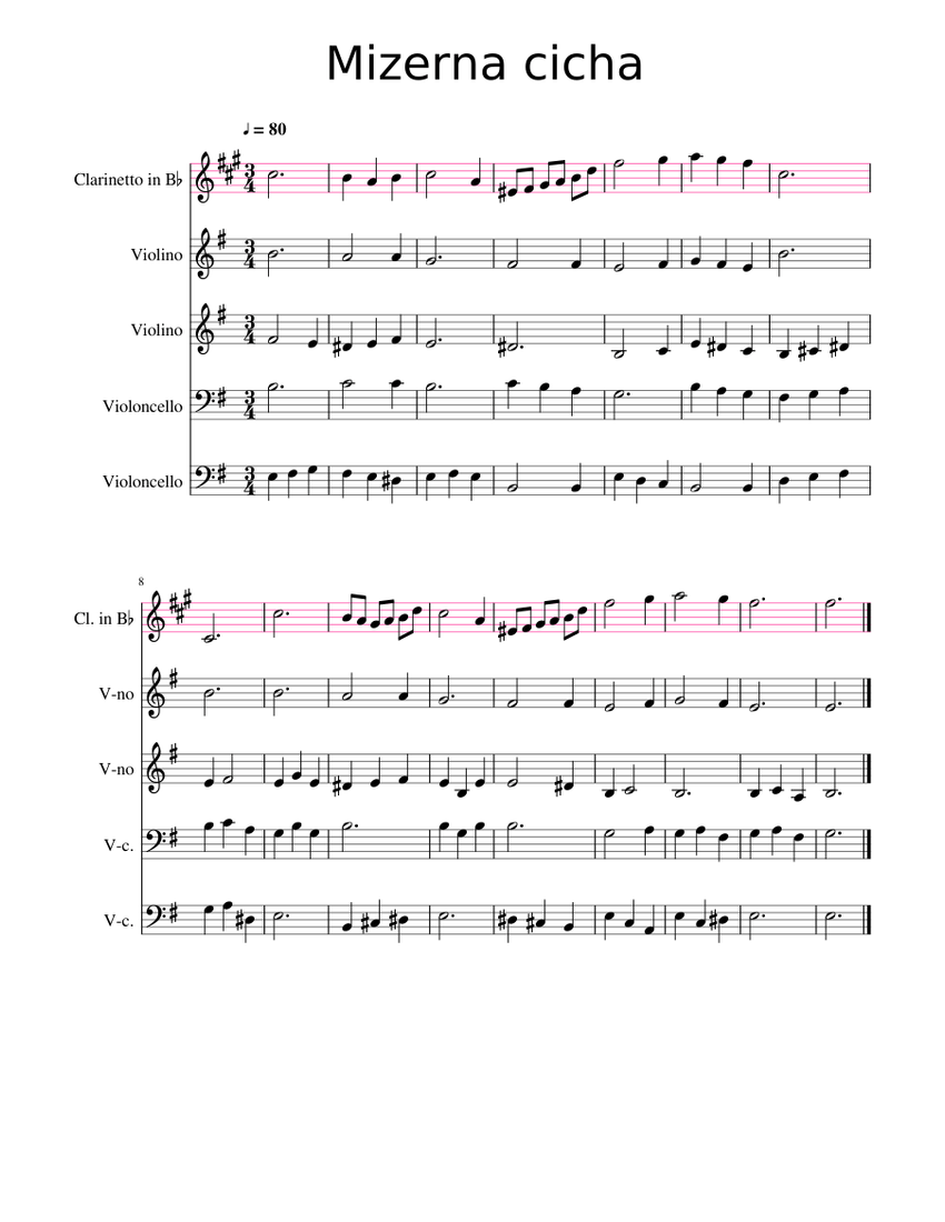Mizerna cicha Sheet music for Clarinet in b-flat, Violin, Cello (Mixed ...
