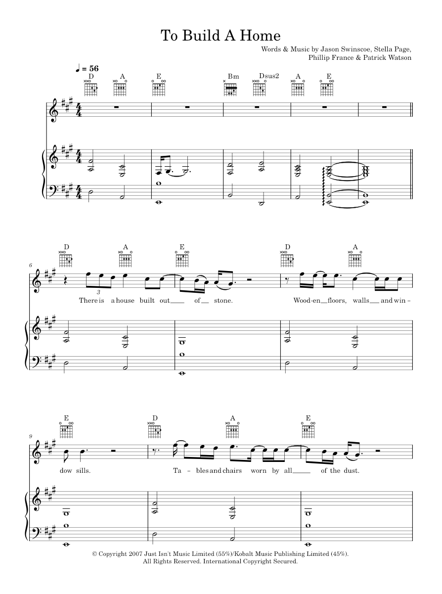 to build a home Sheet music for Piano, Vocals by The Cinematic ...