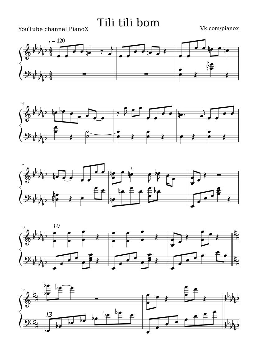 Tili tili bom Sheet Music for Drum group (Piano Duo) | MuseScore.com